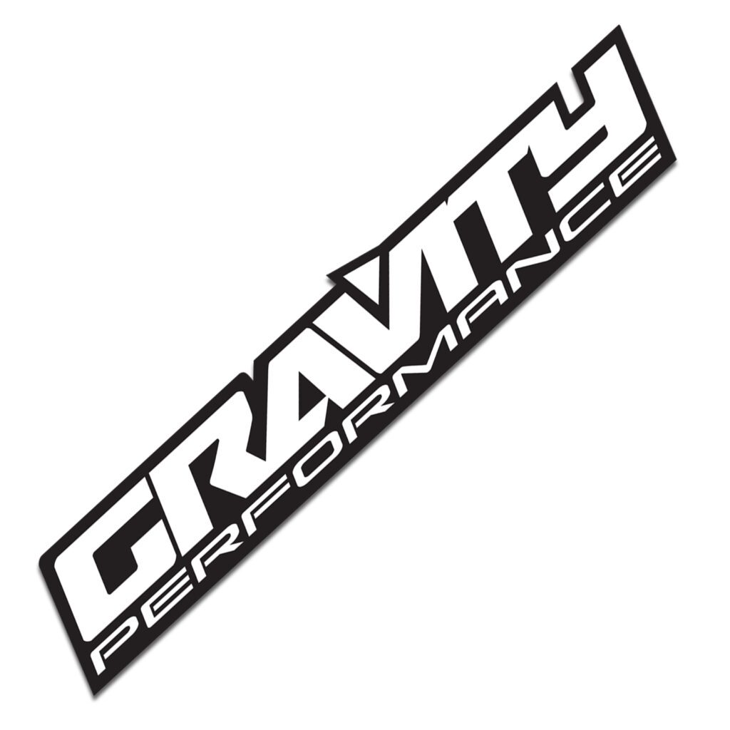 Gravity Performance Outline Logo Decal - 10" White on Black – Gravity Performance