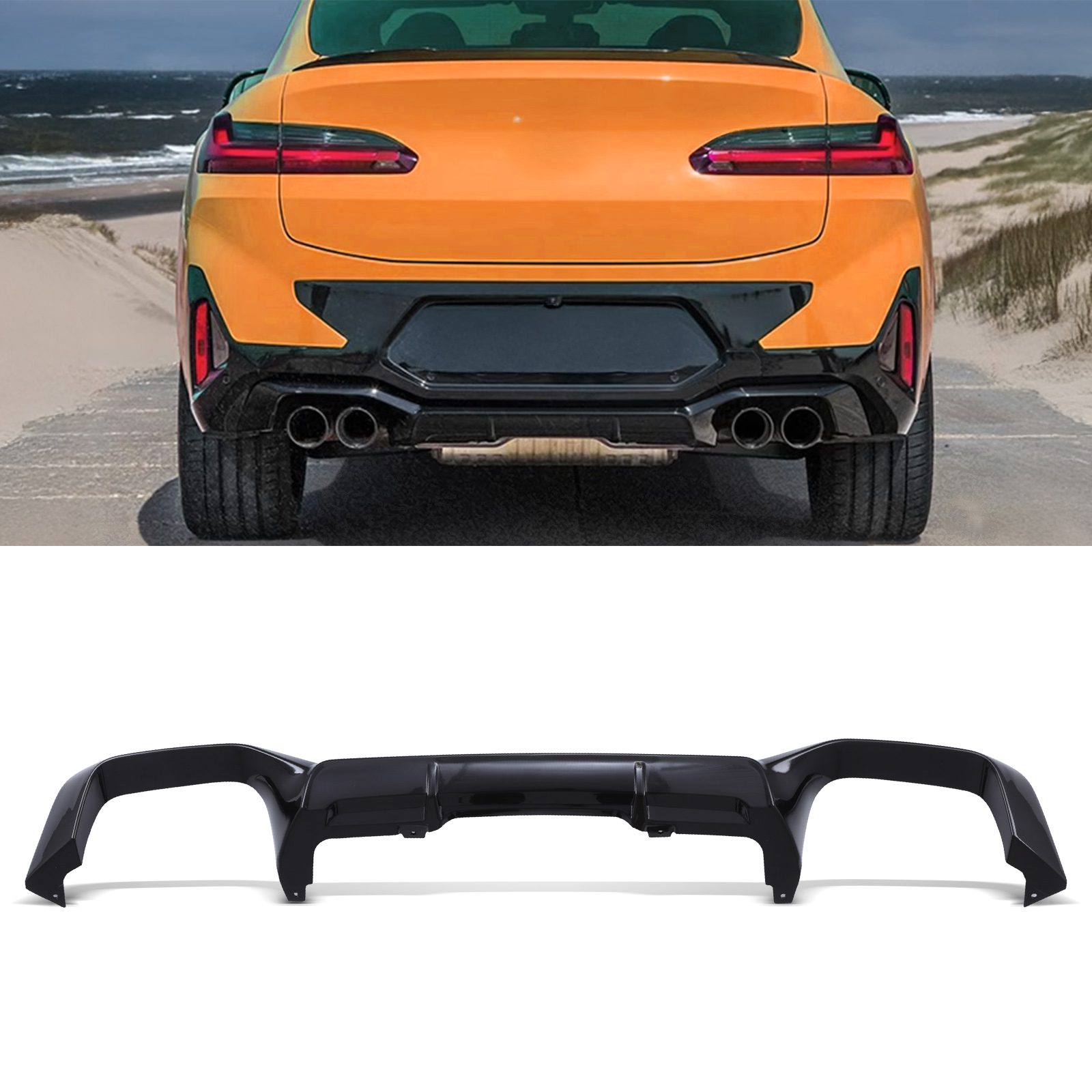 X4M Style Rear Diffuser Gloss Black – BMW X4 G02 LCI 2022+ – Gravity ...