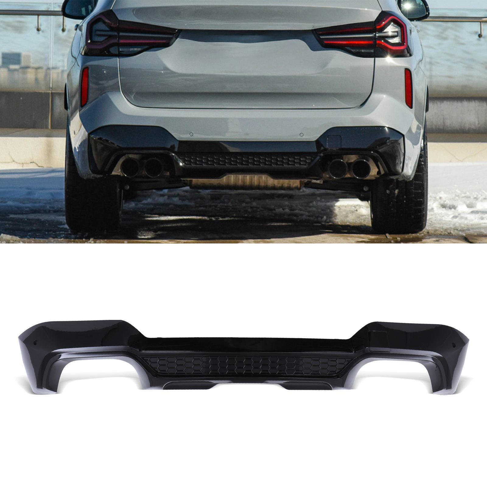 X3M Style Rear Bumper Diffuser Gloss Black – BMW X3 LCI G01 21 ...