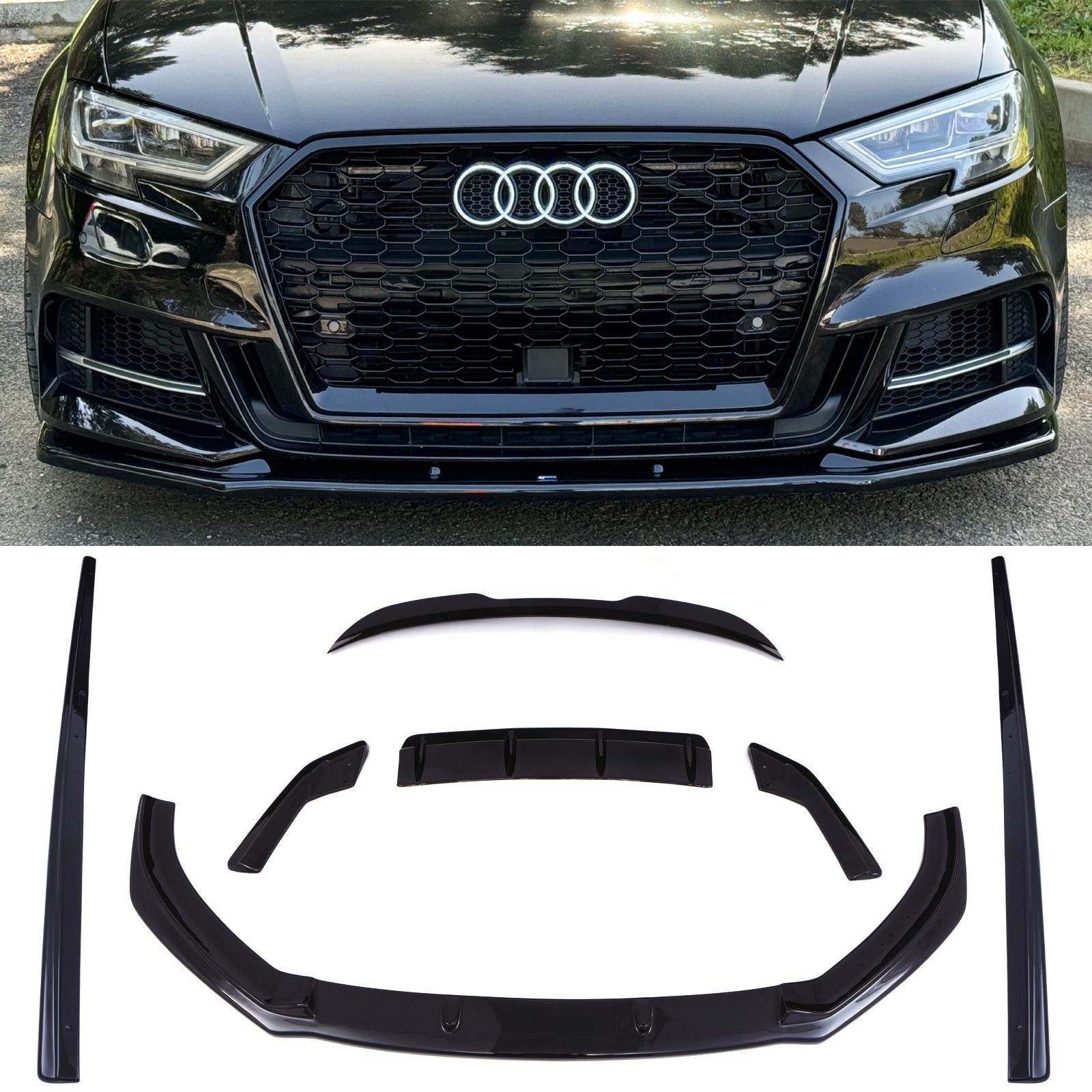 Aero Body Kit Gloss Black - Audi S3 8V 2016-2019 – Gravity Performance