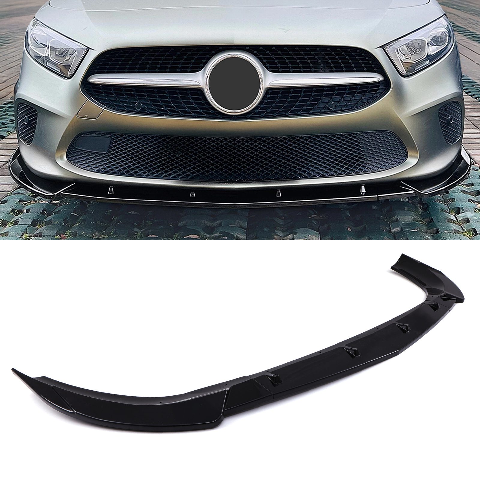 Gloss Black Front Splitter Lip – Mercedes A Class V177 W177 2018 ...