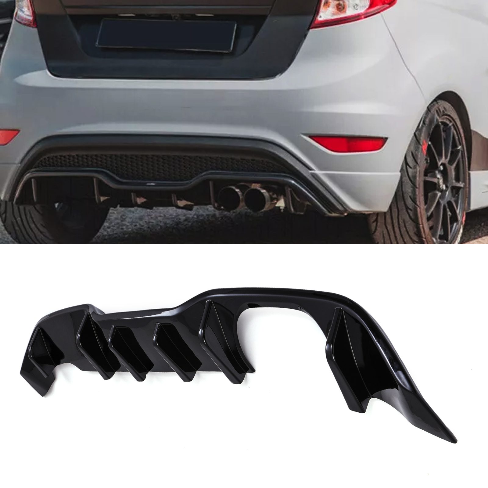 Rear Twin Exit Diffuser Gloss Black – Ford Fiesta MK7 ST180 ST200 13-17 ...