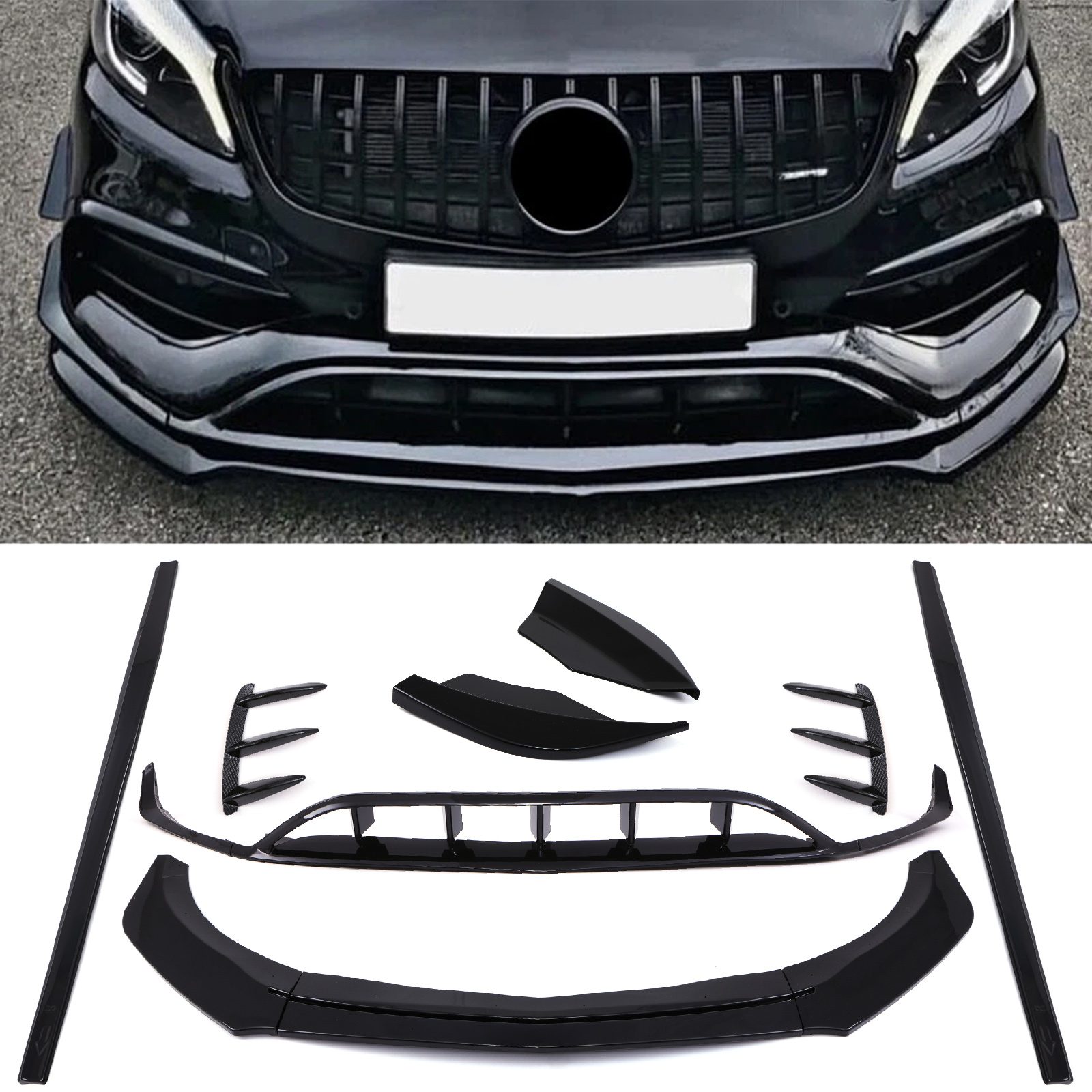 Aero Kit Gloss Black - Mercedes A Class A45 AMG & AMG Line 2015-2018 ...