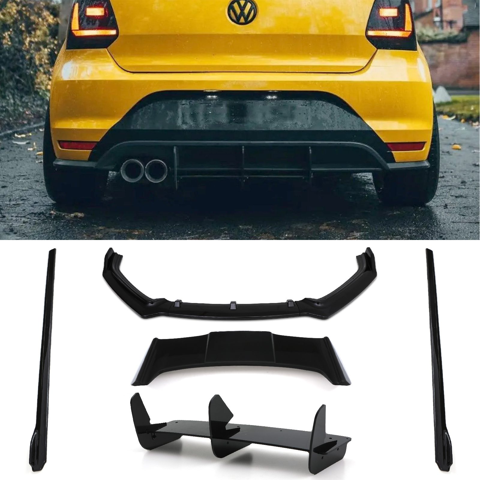 Aero Body Kit With Batman Wing Gloss Black - VW Polo MK5 6C GTI 14-18 | Gravity Performance