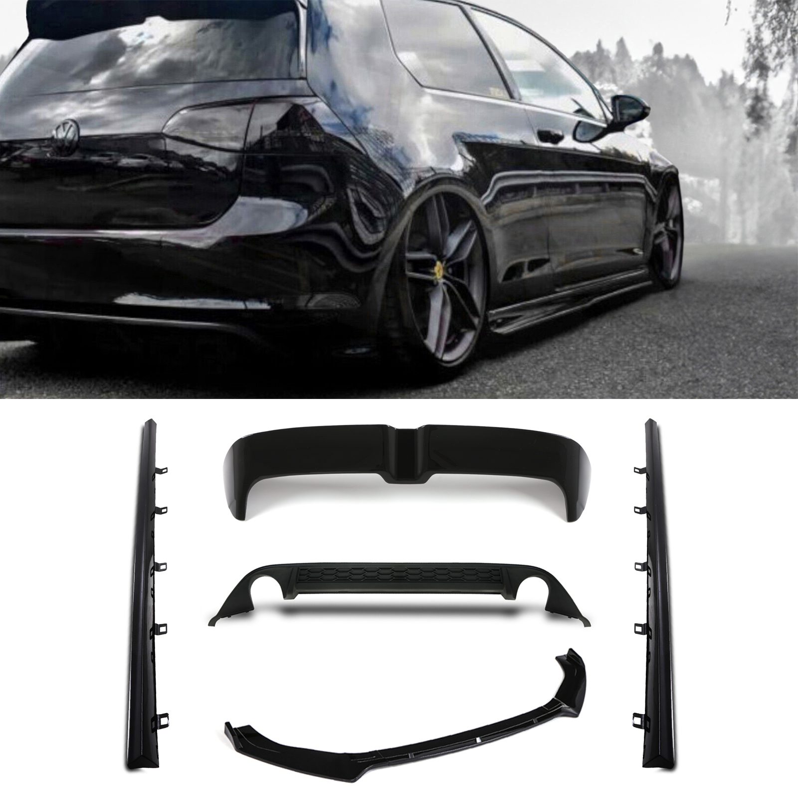 Oettinger Style Aero Body Kit Gloss Black - VW Golf MK7 GTI 12-16 ...