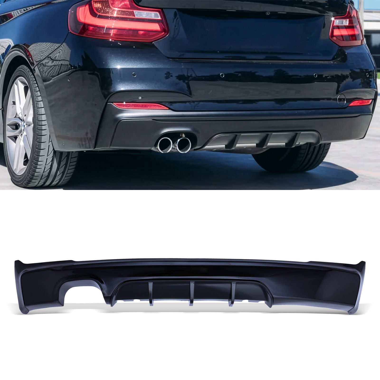 M Performance Style Rear Twin Exit Diffuser Gloss Black – BMW 2 Series ...