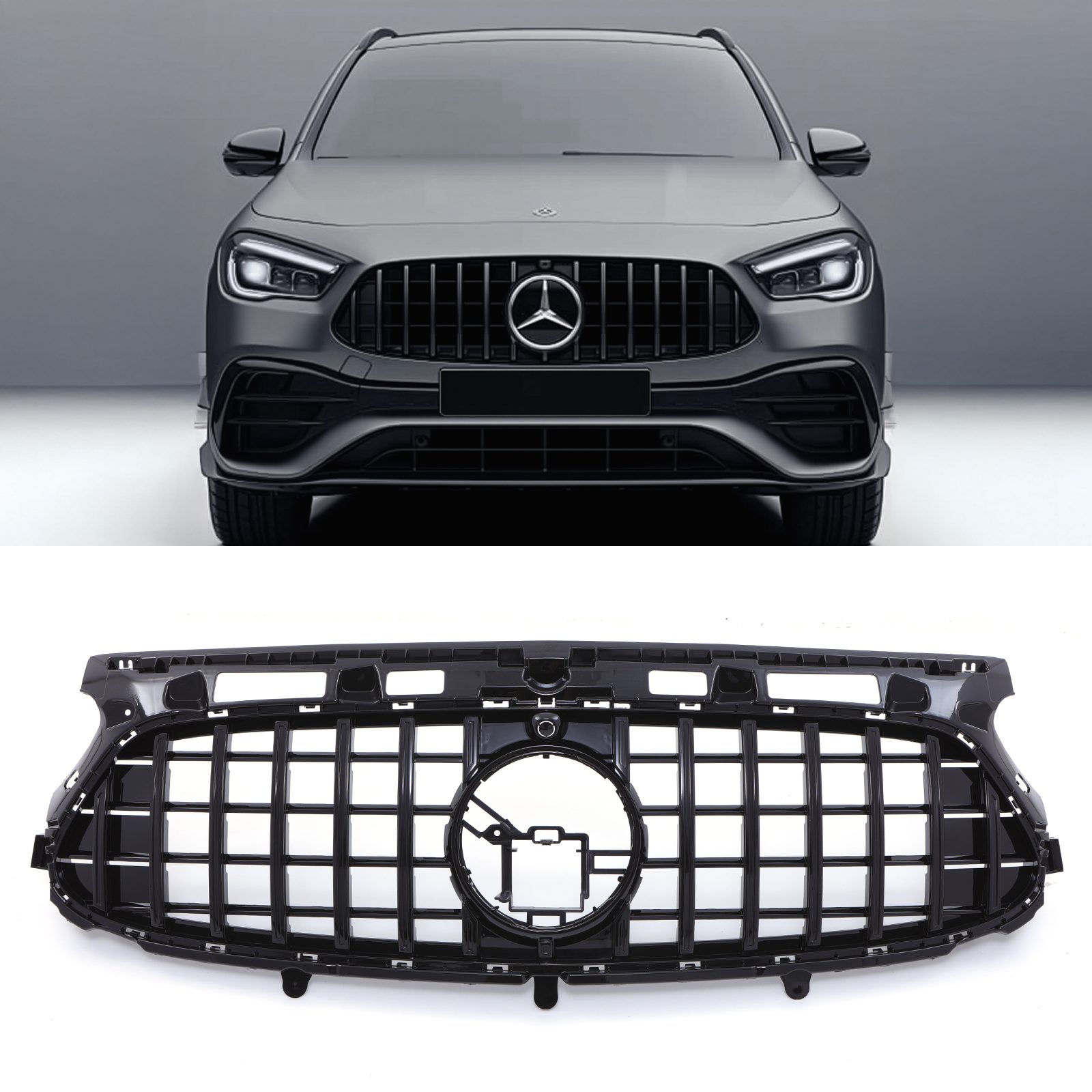 Panamericana Style Front Grille Gloss Black - Mercedes GLA Class H247 ...