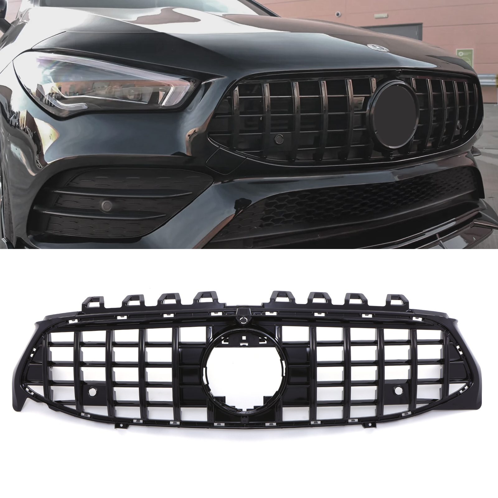 Panamericana Style Front Grille Gloss Black - Mercedes CLA Class W118 ...