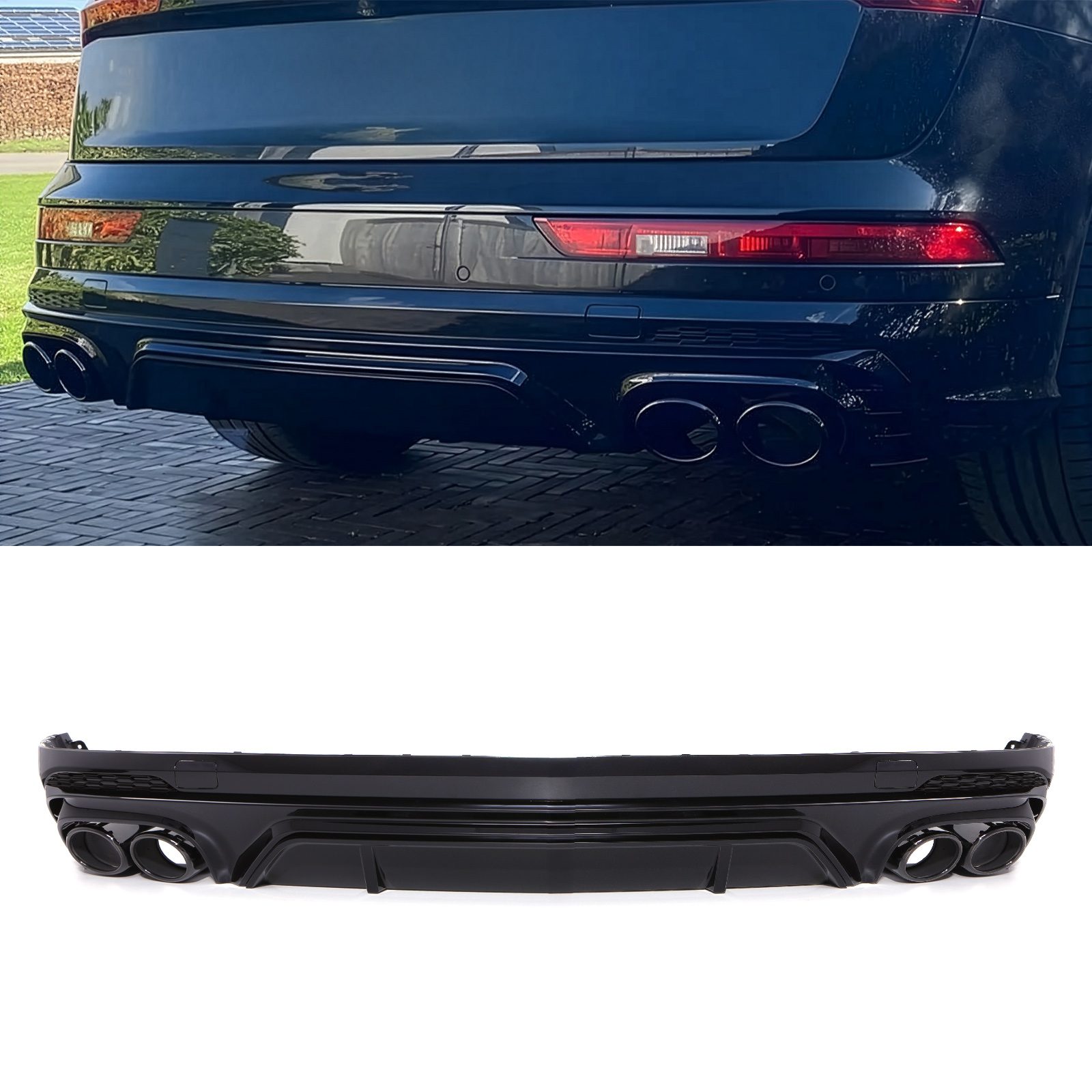 Rear SQ5 Style Diffuser Gloss Black - Audi Q5 FY S-Line 17-20 – Gravity ...